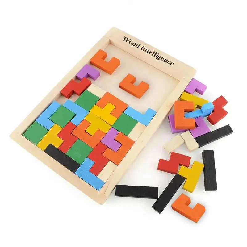 Wooden Puzzle Colorful Intelligence Block Puzzle | Blocks Game Toys ...